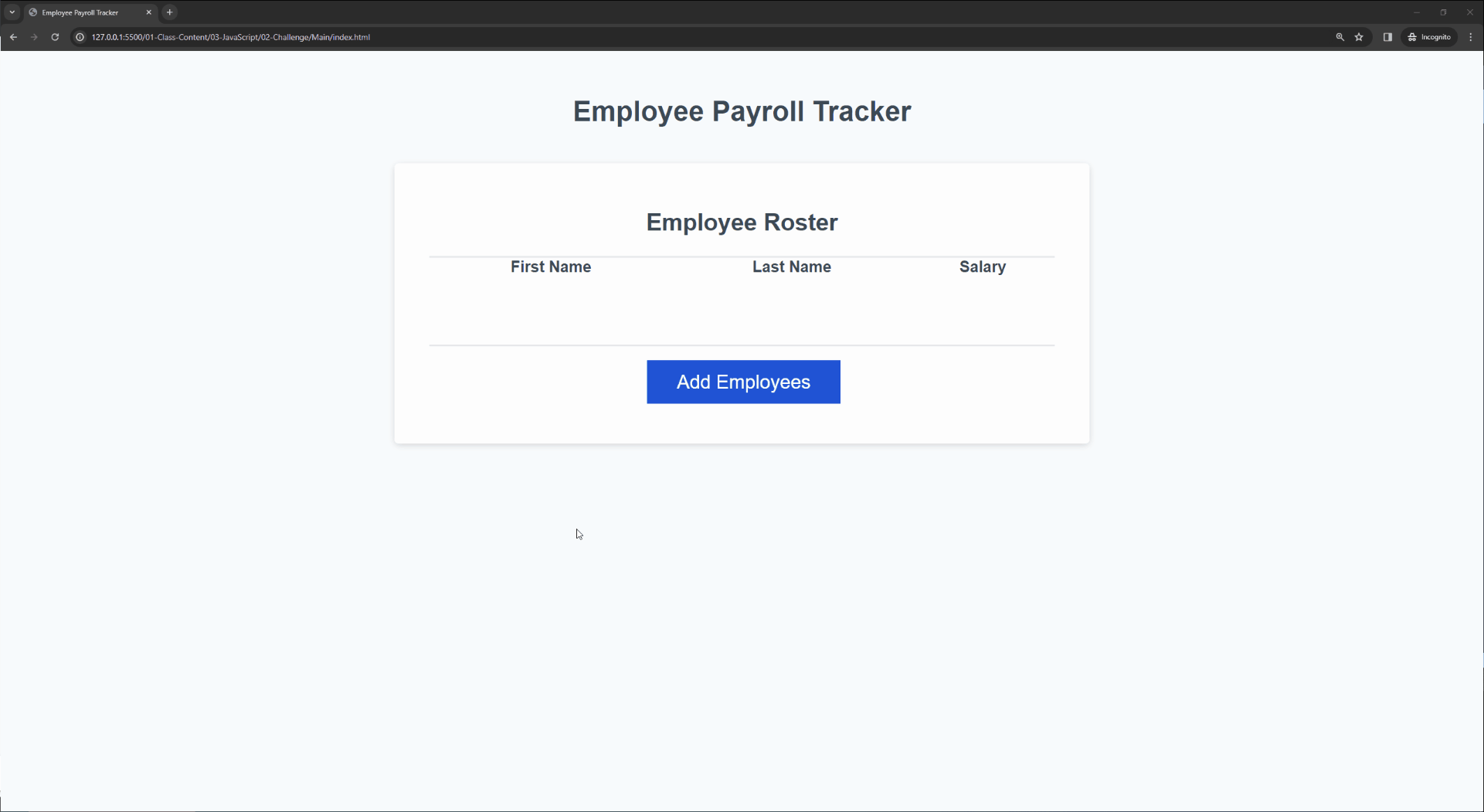GitHub - tburzynski2/payroll-tracker: An employee payroll tracker app that uses HTML, CSS and ...